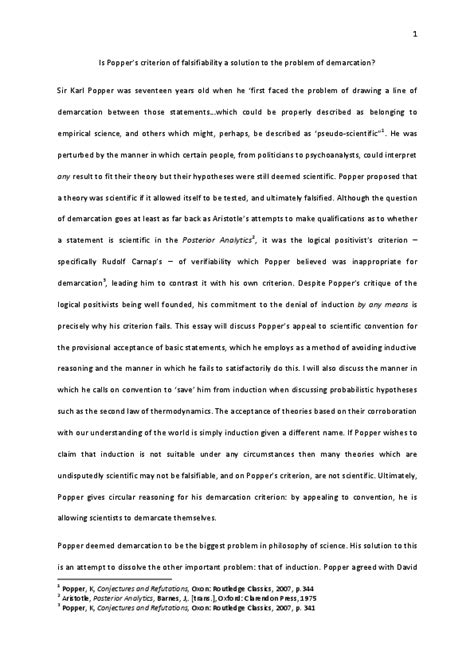 Doc Is Poppers Criterion Of Falsifiability A Solution To The Problem Of Demarcation