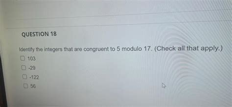 solved identify the integers that are congruent to 5 modulo
