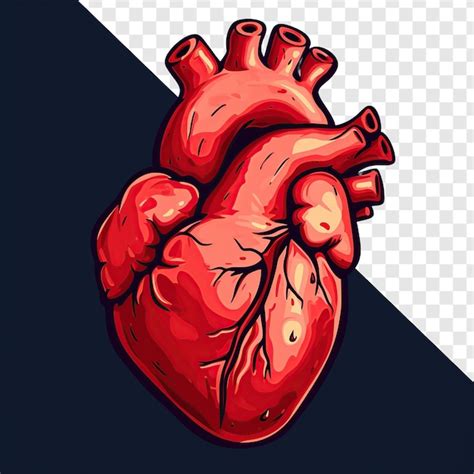 premium psd cartoon beating heart drawing