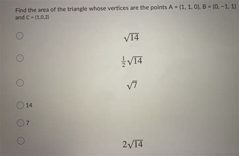 Solved Find The Area Of The Triangle Whose Vertices Are The Points A
