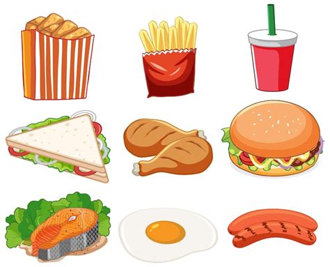 Free Vector Set Of Food Cartoon Isolated