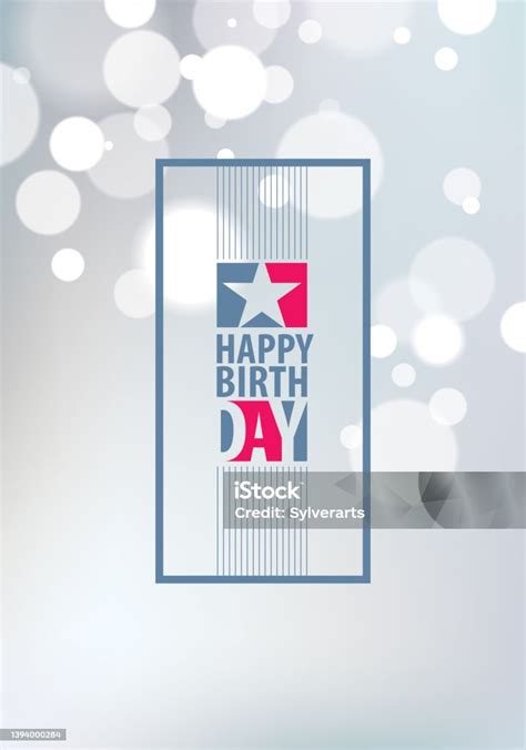 행복 한 생일 행복 하 고 밝은 벡터 인사말 카드입니다 구성 화려한 흐린된 불빛 추상 배경 위에 글자를 포함 한다 A4 형식 적합 Cmyk 색상으로 인쇄 합니다 A4 용지에