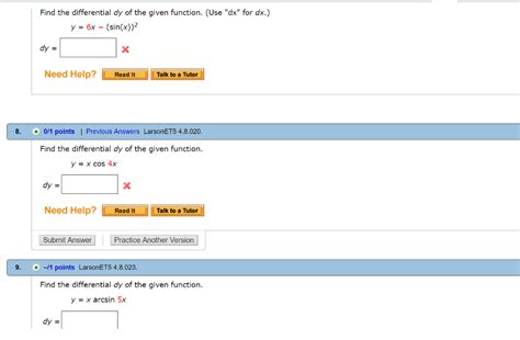 Solved Find The Differential Dy Of The Given Function Use Chegg