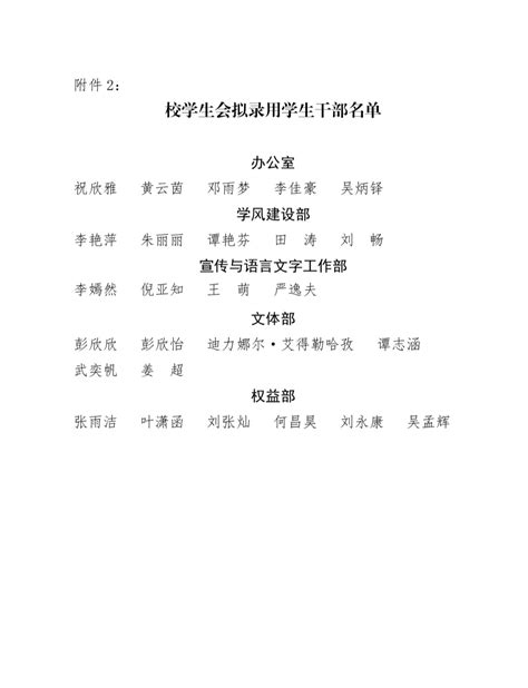 关于公布校团委、校学生会学生干部 招新拟录用名单的通知 民大青年网