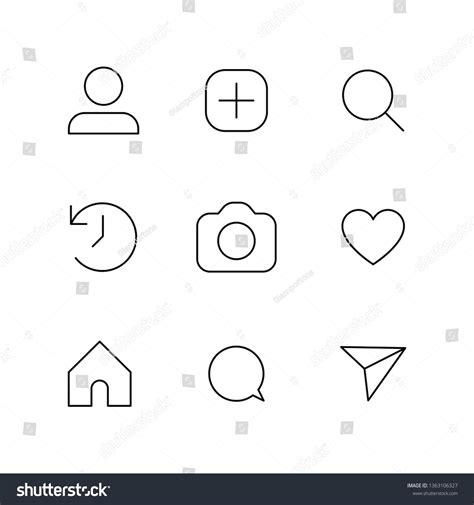 Social Media Interface Set Buttons Linear Stock Vector Royalty Free Shutterstock