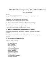 Quiz 4 Reference Solutions Pdf CSCE 3513 Software Engineering Quiz 4 Reference Solutions