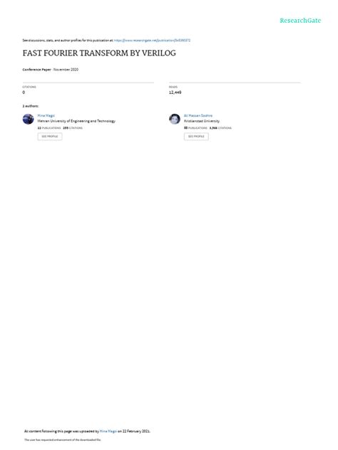 Fft Paper Pdf Fast Fourier Transform Discrete Fourier Transform