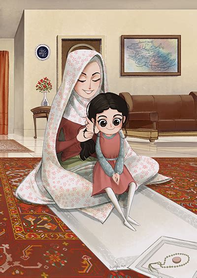 تصویرسازی کودکانه مادر و دختر بچه