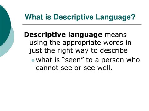 Ppt Descriptive Language Powerpoint Presentation Free Download Id