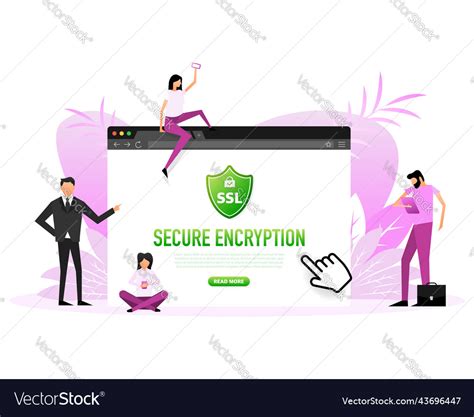 Ssl Encryption Label Flat People Secure Banner Vector Image