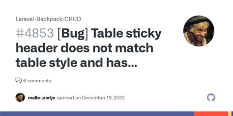 Bug Table Sticky Header Does Not Match Table Style And Has Alignment Issues · Issue 4853