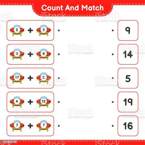 카운트 앤 매치 Ufo 수를 계산하고 올바른 숫자와 일치합니다 교육 어린이 게임 인쇄 워크 시트 벡터 일러스트레이션 0명에 대한 스톡 벡터 아트 및 기타 이미지 Istock