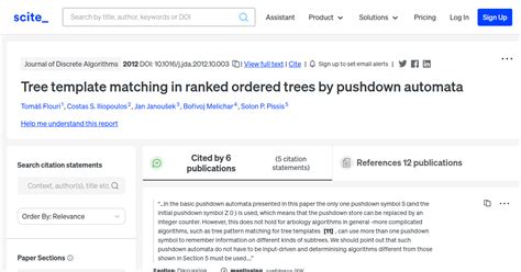 Tree Template Matching In Ranked Ordered Trees By Pushdown Automata