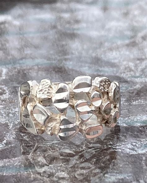 Vintage Sterling Silver Nugget Ring Size 7 1 2 5 6 Grams Etsy