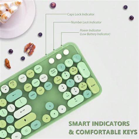 Wireless Keyboard And Mouse Combo Cute 2 4 Ghz Round Keycap Colorful Keyboards And Play Keyboard