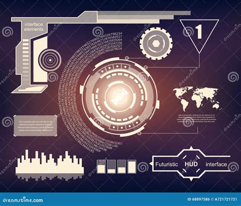Abstract Future Concept Vector Futuristic Blue Virtual Graphic Touch User Interface Hud Stock