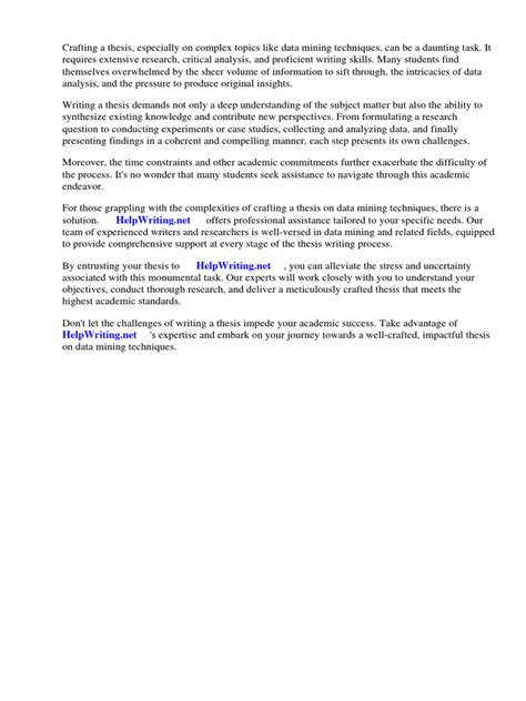 Data Mining Techniques Thesis Pdf Pdf