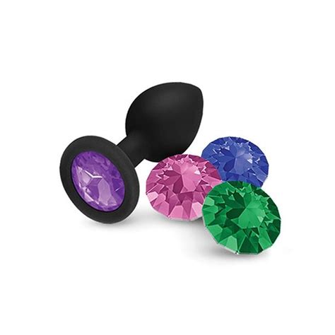 Nobu Fetish Small Silicone Plug With 4 Jewels Black Sex Toy Hotmovies
