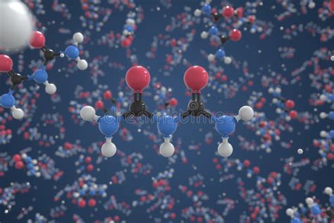 Molecule Of Biuret Ball And Stick Molecular Model Science Related 3d