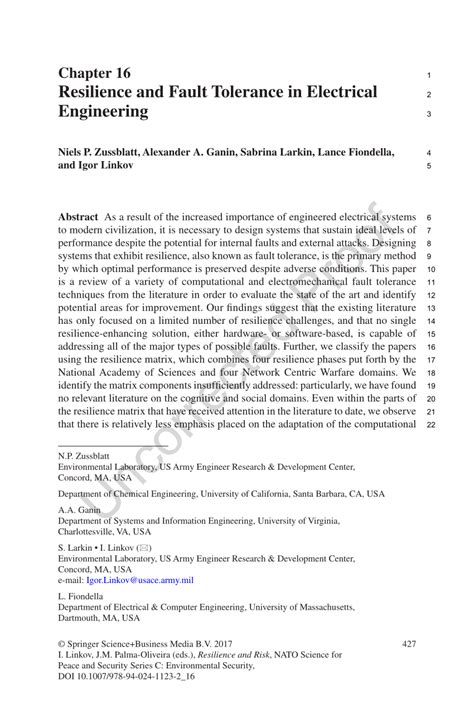 Pdf Resilience And Fault Tolerance In Electrical Engineering