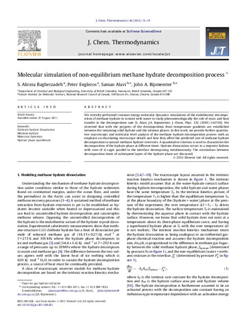 Pdf Molecular Simulation Of Non Equilibrium Methane Hydrate Decomposition Process