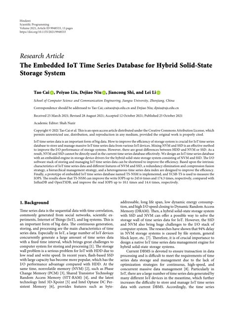 Pdf The Embedded Iot Time Series Database For Hybrid Solid State