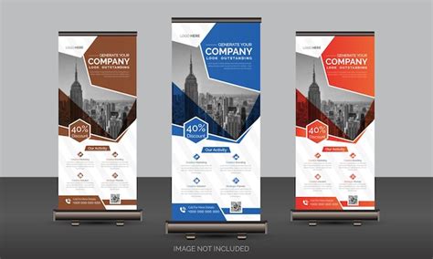 벡터 기업 X 배너 풀업 롤업 배너 스탠드 템플릿 프리미엄 벡터