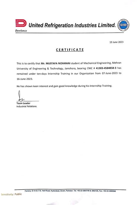 Mustafa Nizamani On Linkedin Internship Training Dawlance Dawlanceuril Hyderabad