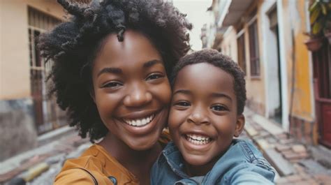 Joyful Sibling Love Selfie Premium Ai Generated Image