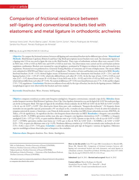 Pdf Comparison Of Frictional Resistance Between Self Ligating And Conventional Brackets Tied