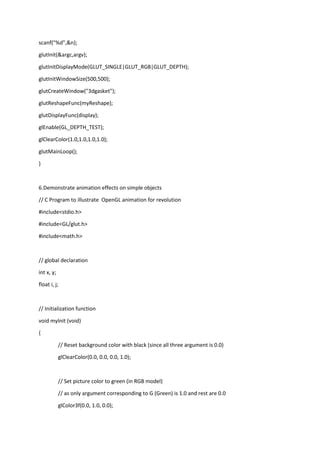 Computer Graphics Opengl Programs For Cse Students PDF