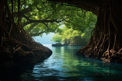 Premium Ai Image Landscape Photography Of Dense Mangrove Forest Generative Ai