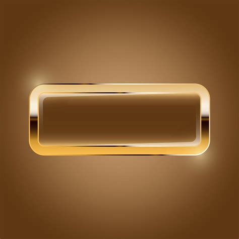 gold rectangular button with rounded corners on a brown gradient