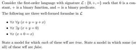 Solved Consider The First Order Language With Signature