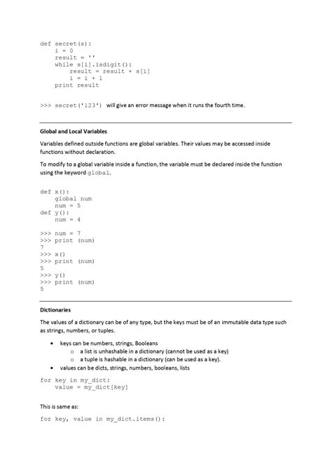 Basic Python Revision Notes A Quick Refresher For Python Programmers