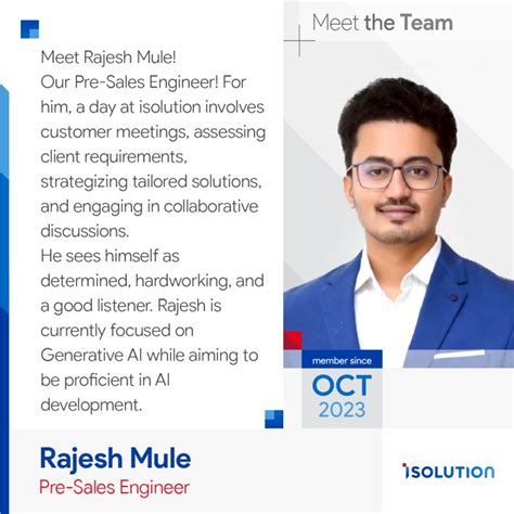 Rajesh Mule On Linkedin Thank You Isolution For The Kind Words And Recognition