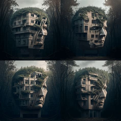 A Human Face Shaped Building R Midjourney