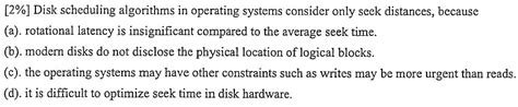 solved [2 ] ﻿disk scheduling algorithms in operating systems