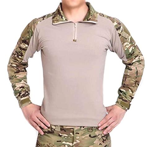 Worldshopping4u Men Bdu Shooting Combat Long Sleeve Camo Shirt With Elbow Pads Multicam Mc For