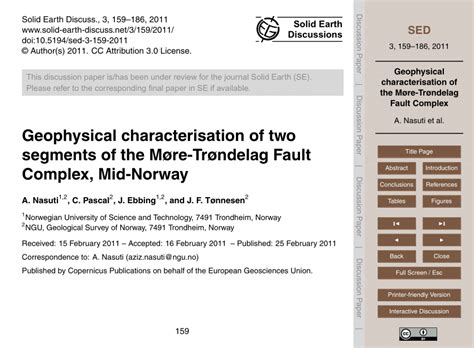 Pdf Geophysical Characterisation Of Two Segments Of The Møre