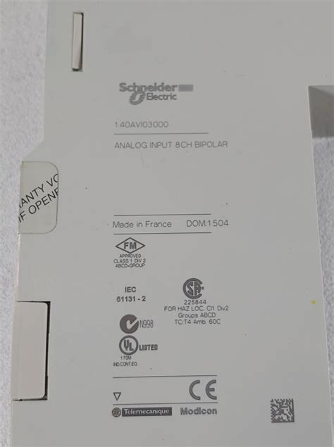 Schneider Modicon Analog Input 8ch Bipolar Module 140avi03000