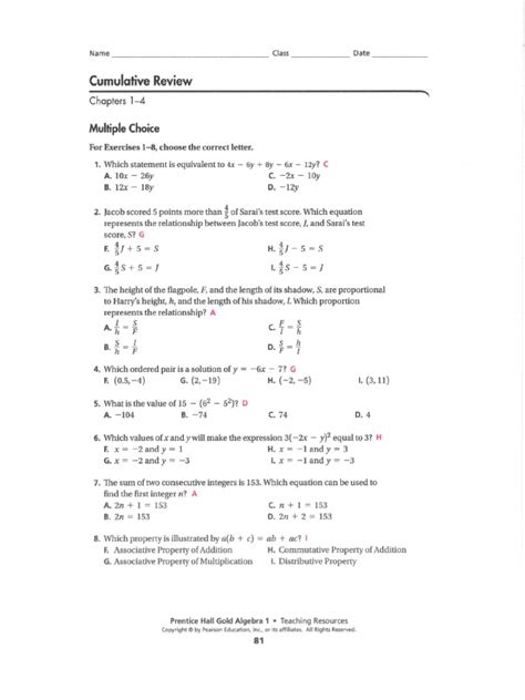 Prentice Hall Algebra 1 Chapter 4 Unit Pdf Pdf