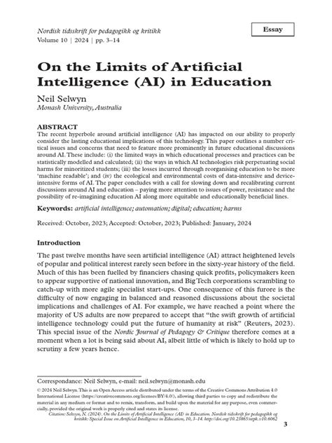 On The Limits Of Artificial Intelligence In Education Pdf