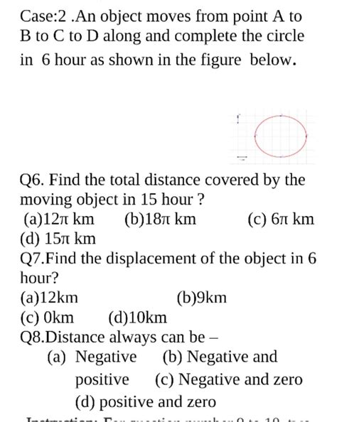 Case An Object Moves From Point A To B To C To D Along And Complete The
