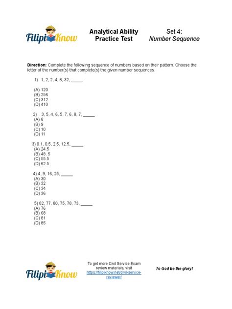 Number Pattern Recognition Analytical Ability Practice Test Provides