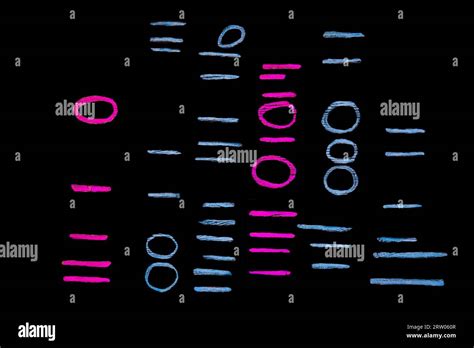 Signs And Symbols Round And Colored Sticks Counting Lines Oval Circle For Design On A Black