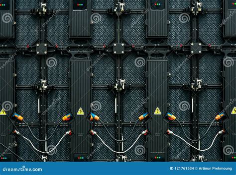 Backside Of Big Led Screen Monitor Display Texture Of Back View Of Led Panels Power Input And