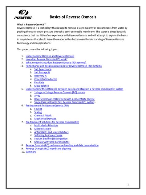 Basics Of Reverse Osmosis Pdf