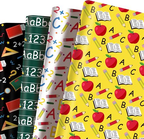 Jajajuegos Back To School Pattern Wrapping Paper Set 12