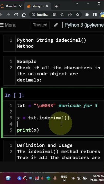 Isdecimal String Method Python Tamil Python Shorts Youtube